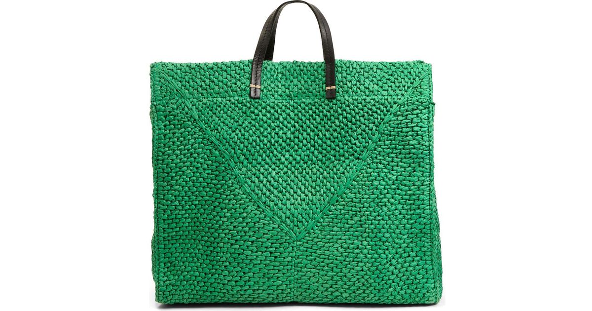 Clare V. Summer Simple Raffia Tote Bag in Green | Lyst