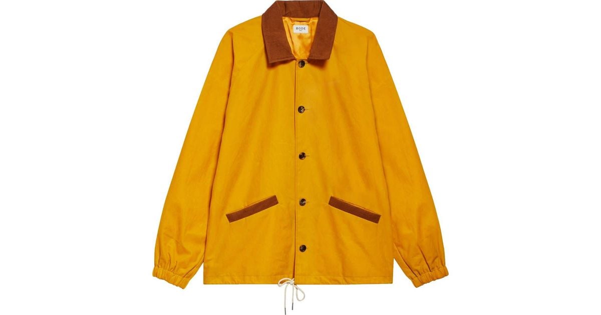 Bode Waxed Track Jacket in Yellow for Men | Lyst