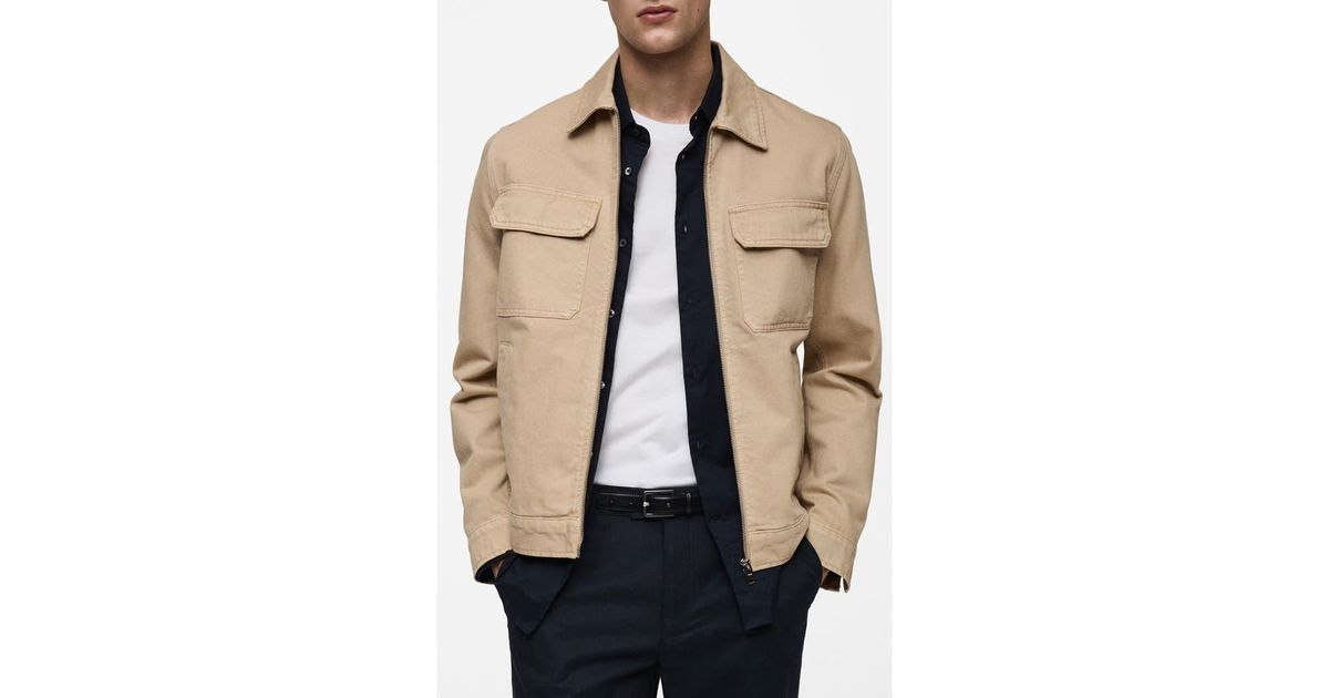 Mango Denim Jacket With Pockets in Natural for Men | Lyst