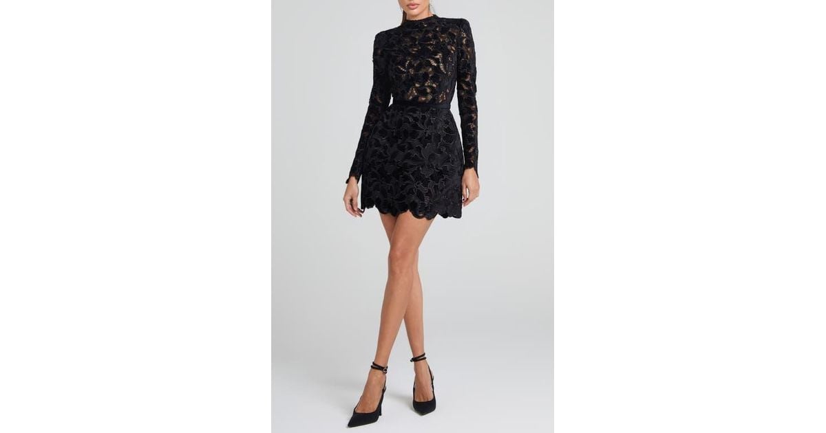 Nadine Merabi Lydia Long Sleeve Lace Overlay Cocktail Minidress in ...