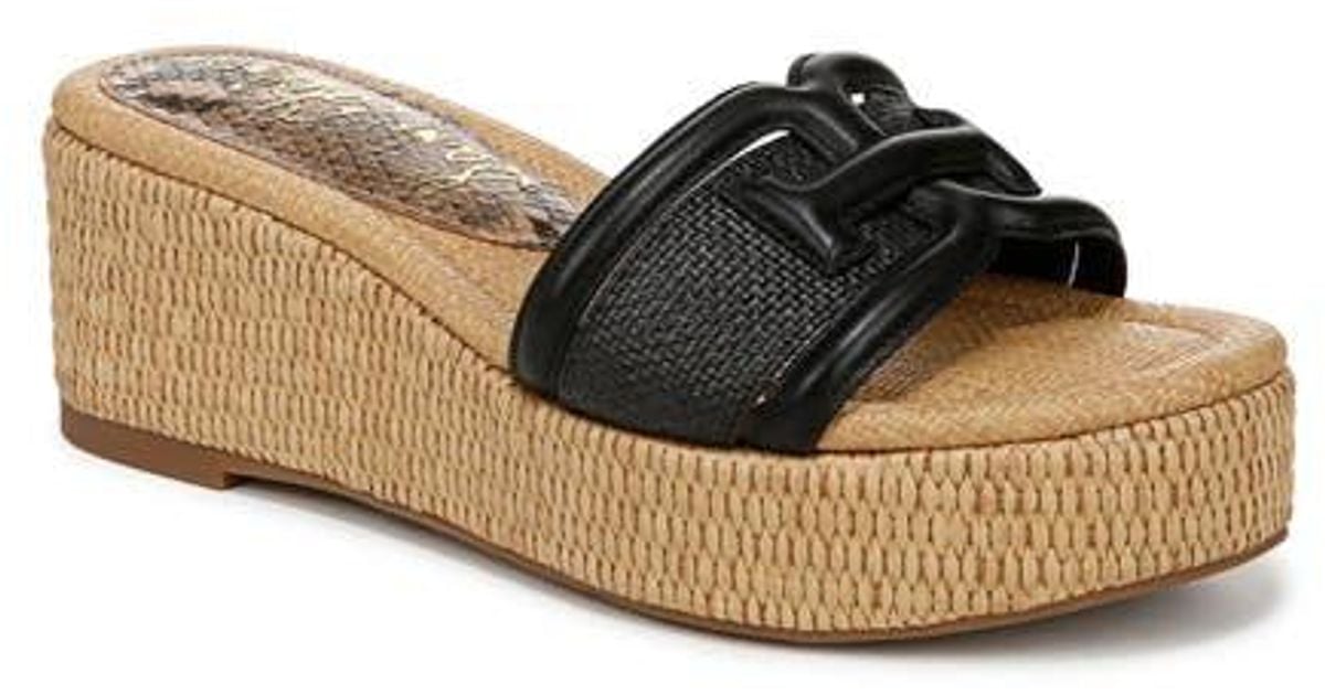 Sam Edelman Pauleena Platform Wedge Slide Sandal in Black | Lyst