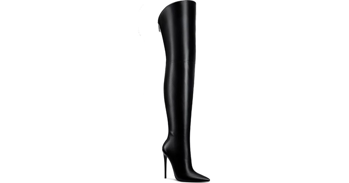 Femme LA The Scorpio Pointed Toe Thigh High Boot in Black | Lyst