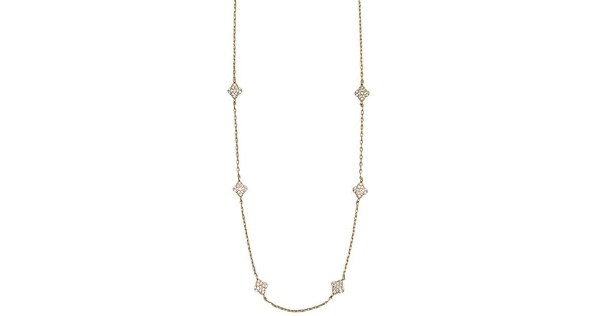 Argento Vivo Sterling Silver Pavé Clover Station Necklace in Blue | Lyst