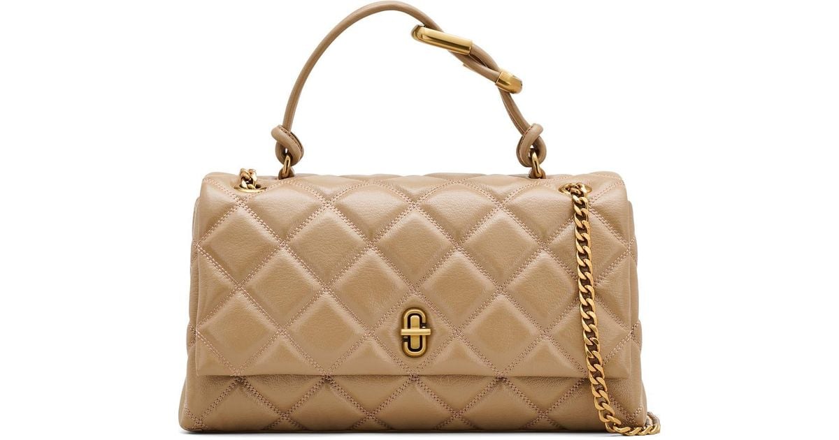 Marc Jacobs The Dual Chain Diamond Quilted Convertible Leather Shoulder Bag in Natural | Lyst