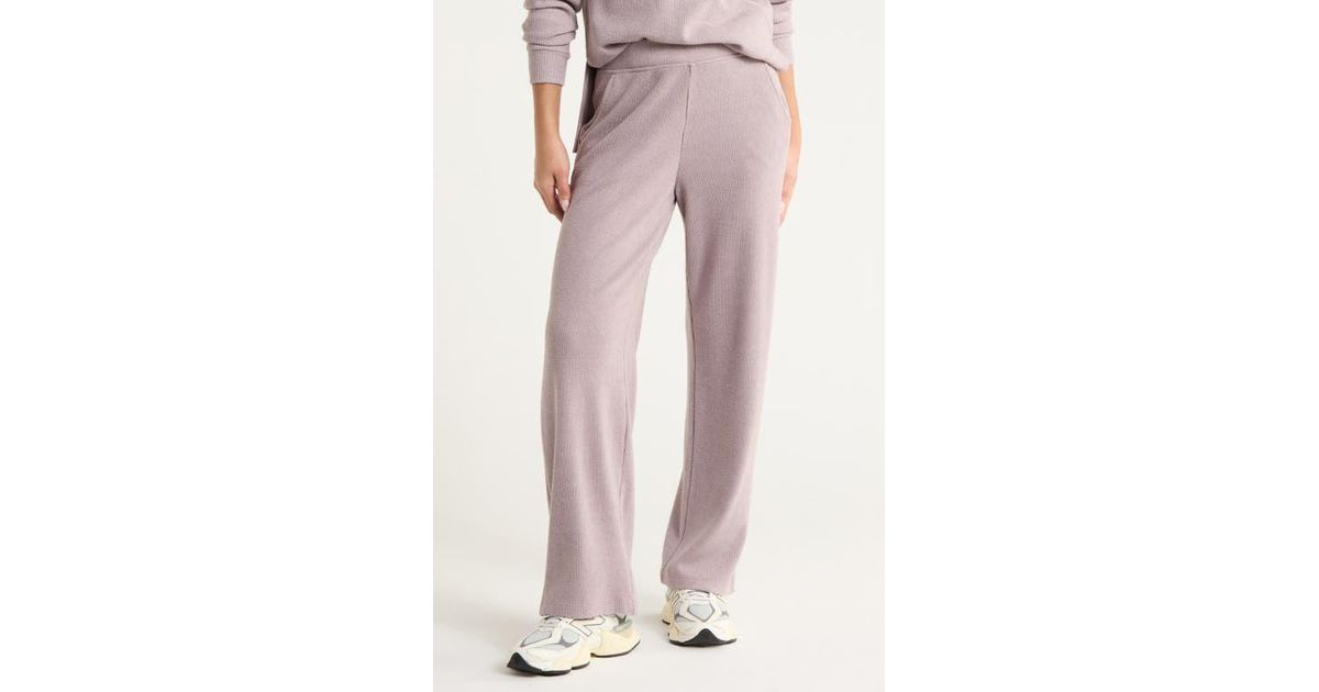 Zella Cozy Waffle Knit Pants in Pink | Lyst