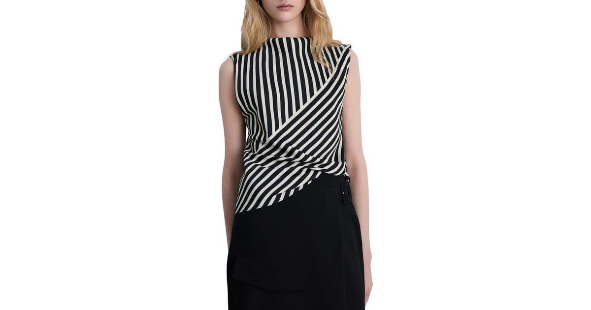 Mango Dunia Stripe Top in Black | Lyst