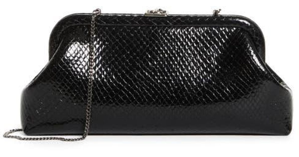 Jimmy Choo Skylar Snakeskin Embossed Leather Clutch in Black | Lyst