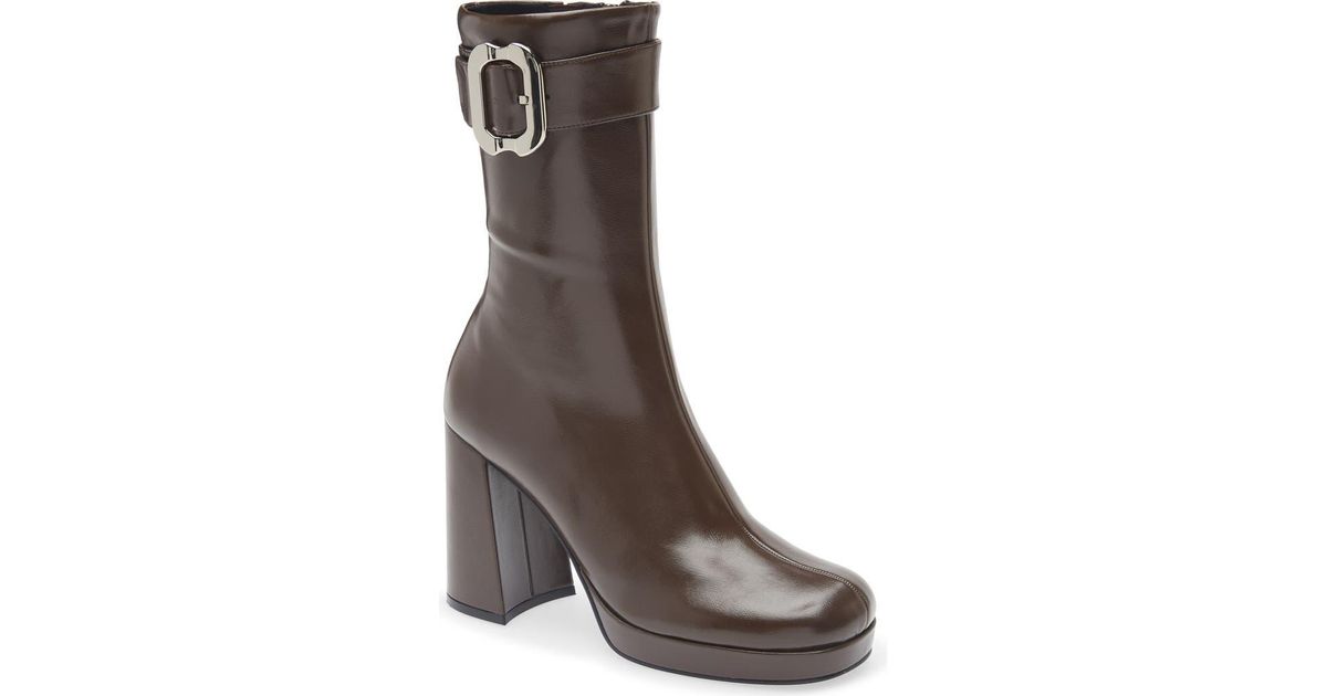 Jeffrey Campbell Bratty Block Heel Bootie In Brown Lyst