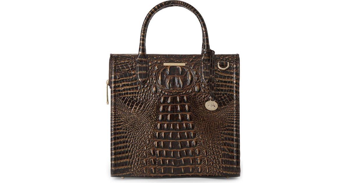 Brahmin Caroline Croc Embossed Leather Satchel in Brown | Lyst