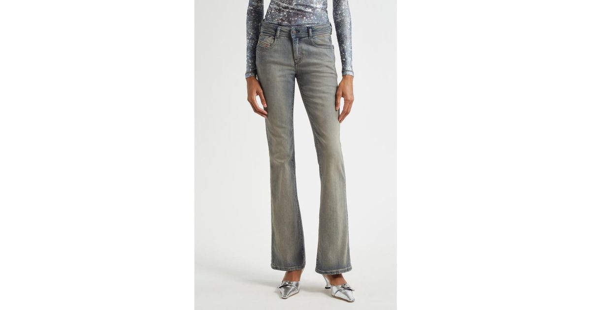 DIESEL 1969 D-Ebbey Low Rise Distressed Bootcut Jeans in Gray | Lyst