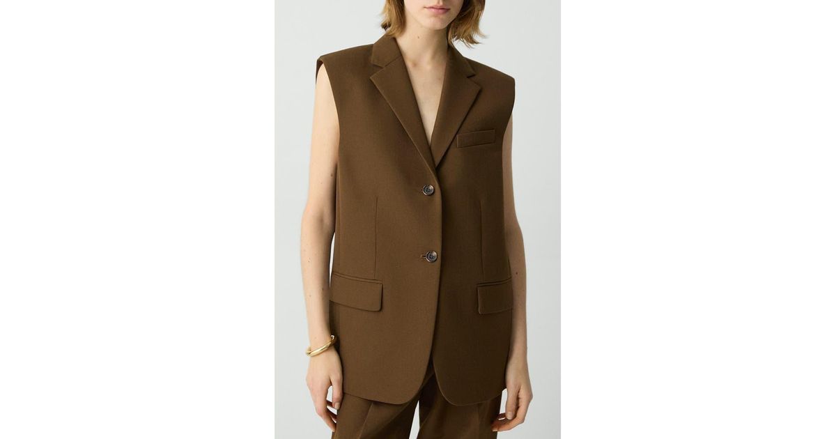 Theory Boxy Wool Blend Vest in Green | Lyst