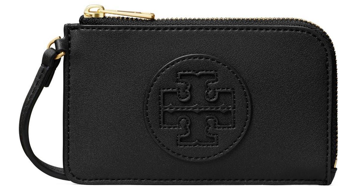 Tory Burch Ella Bio Zip Card Case in Black | Lyst