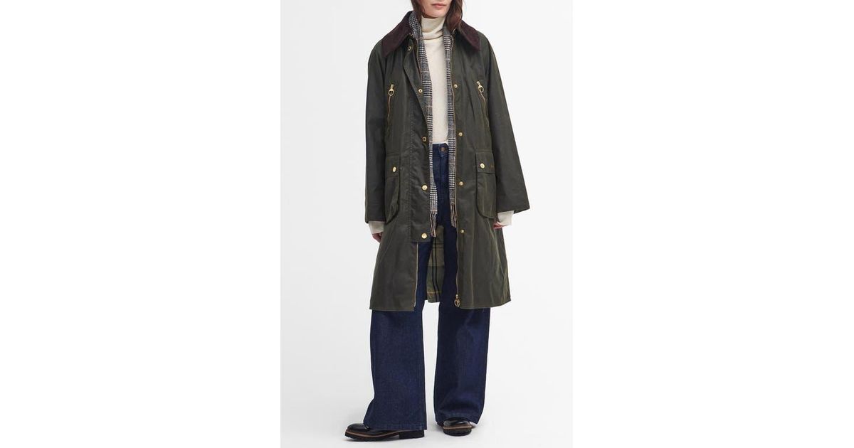 Barbour Ebberston Waxed Cotton Raincoat in Black | Lyst