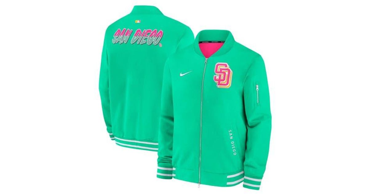 Nike San Diego Padres Authentic Collection City Connect Full-Zip Bomber Jacket in Green for Men ...