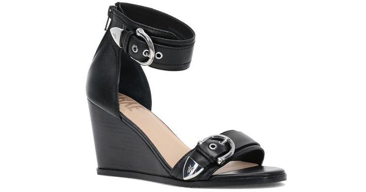 Frye Rachel Ankle Strap Wedge Sandal in Black | Lyst
