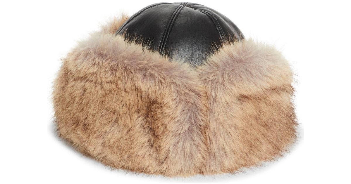 Stand Studio Sable Faux Leather & Faux Fur Trapper Hat | Lyst