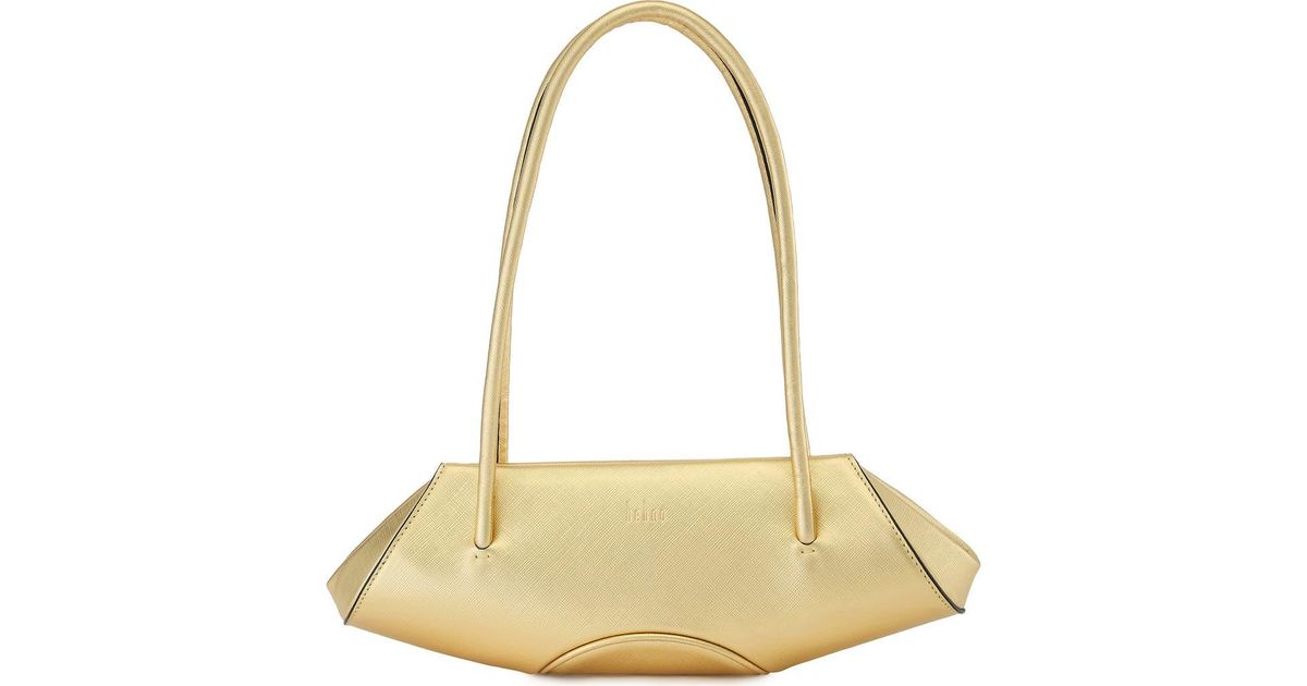 BEHNO Mini Elizabeth Baguette Metallic Leather Shoulder Bag in Natural ...
