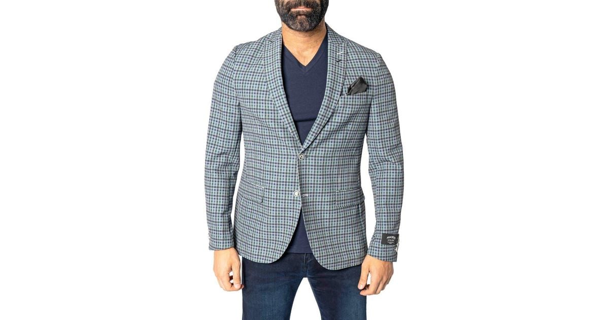 Maceoo Descartes Unconstructed Gingham Irish Blazer in Blue for Men | Lyst