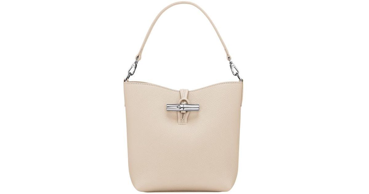 Longchamp Extra Small Le Roseau Leather Bucket Bag in Natural | Lyst