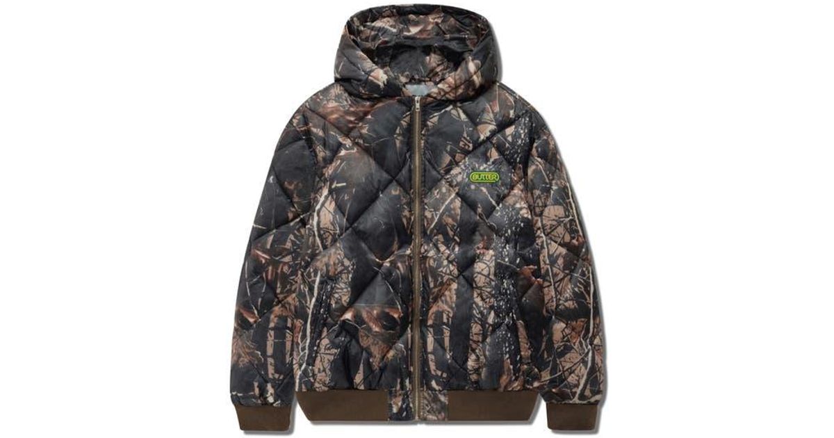 Butter Goods Hooded Camouflage Print Work Puffer Jacket in Black for ...