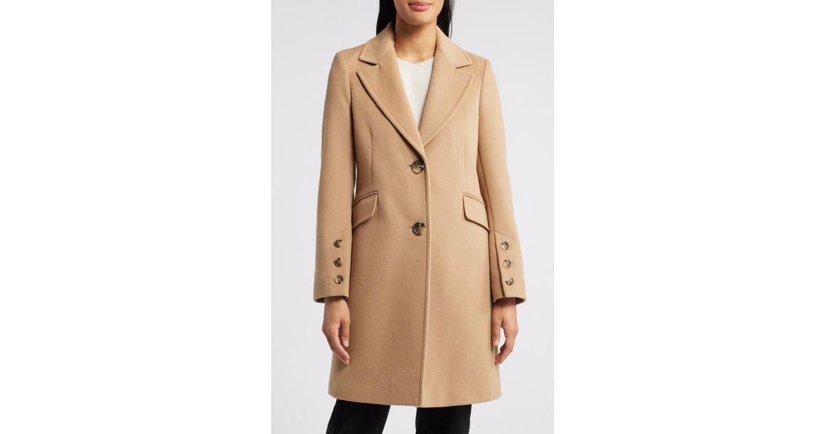 Sam Edelman Reefer Single Breasted Wool Blend Twill Jacket in Natural ...
