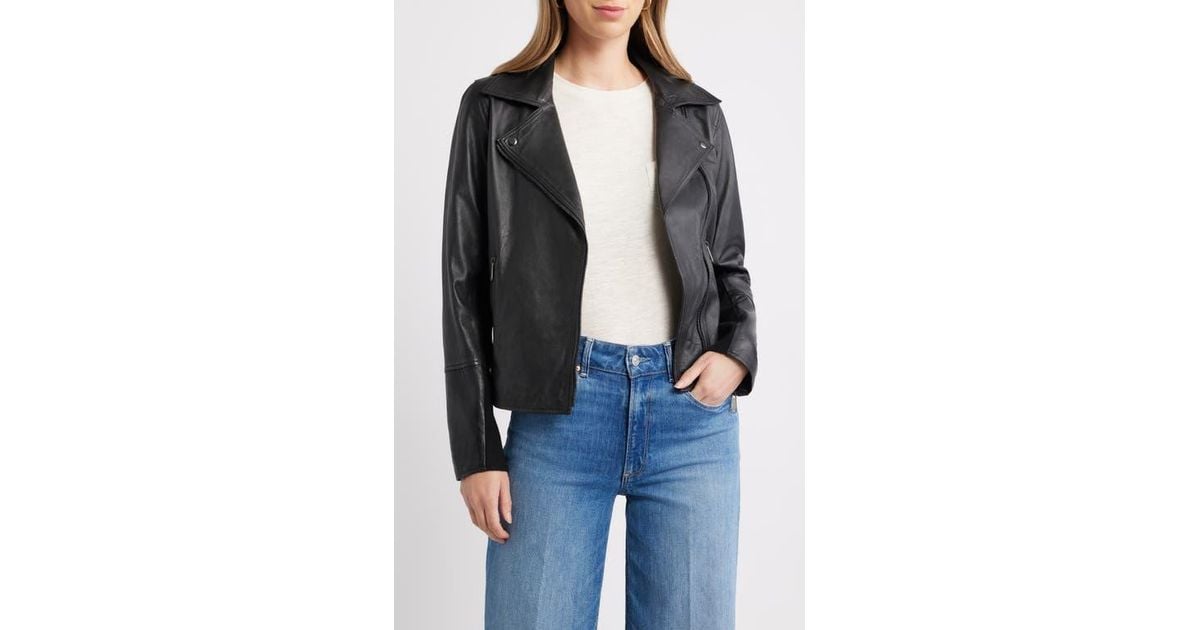 Caslon Leather Moto Jacket in Black | Lyst