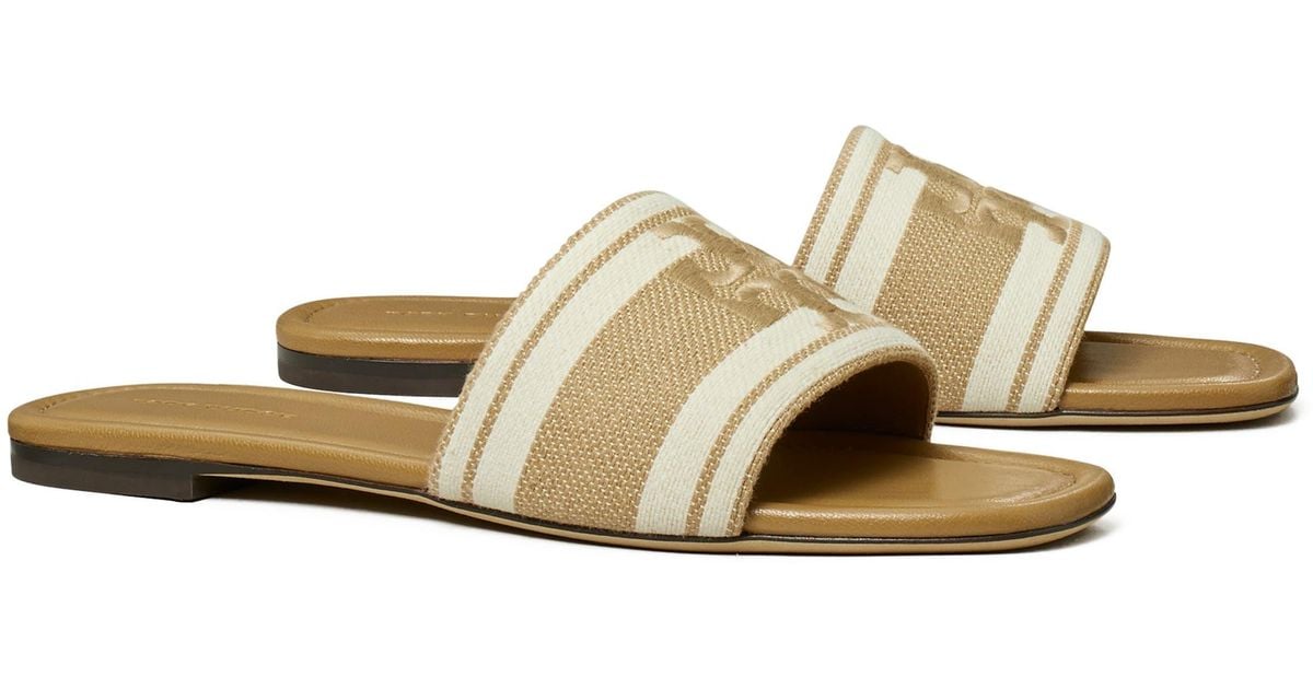 Tory Burch Double T Jacquard Slide Sandal | Lyst