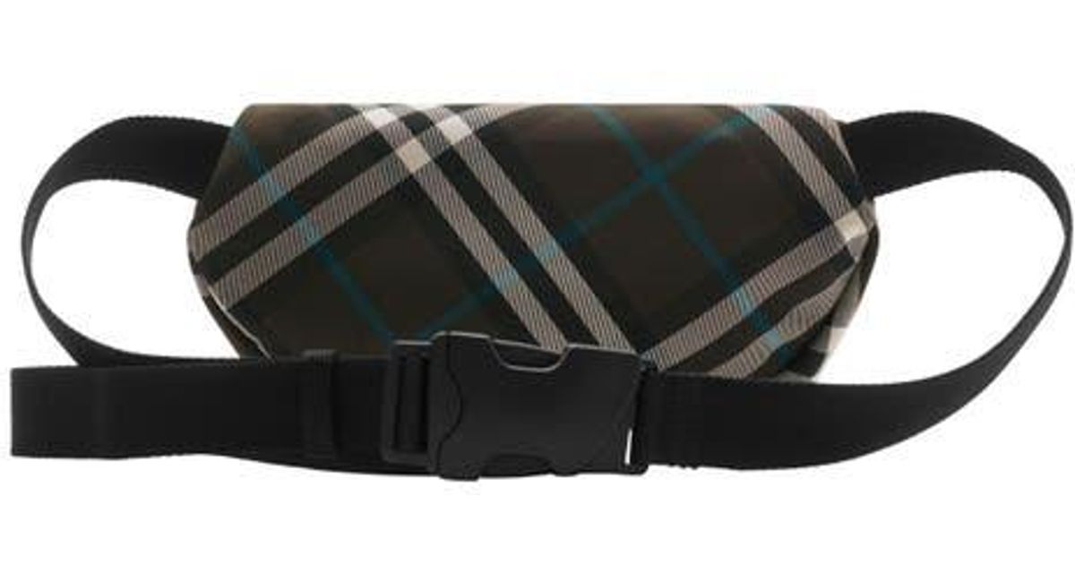 Burberry Small Check Equestrian Knight Belt Bag in Black for Men | Lyst