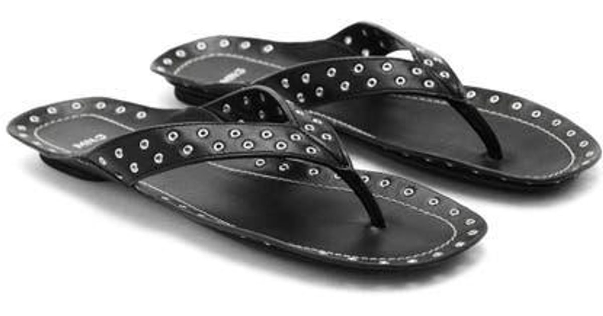 Mango Grommet Flip Flop in Gray | Lyst