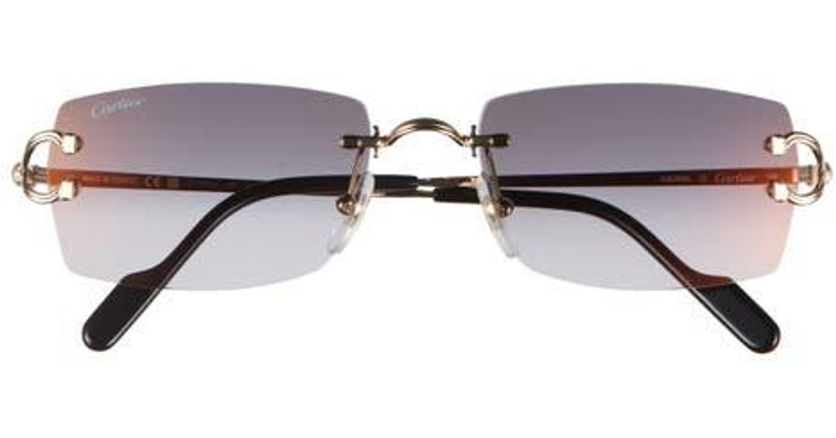 Cartier 56Mm Rimless Rectangular Sunglasses in Metallic for Men | Lyst