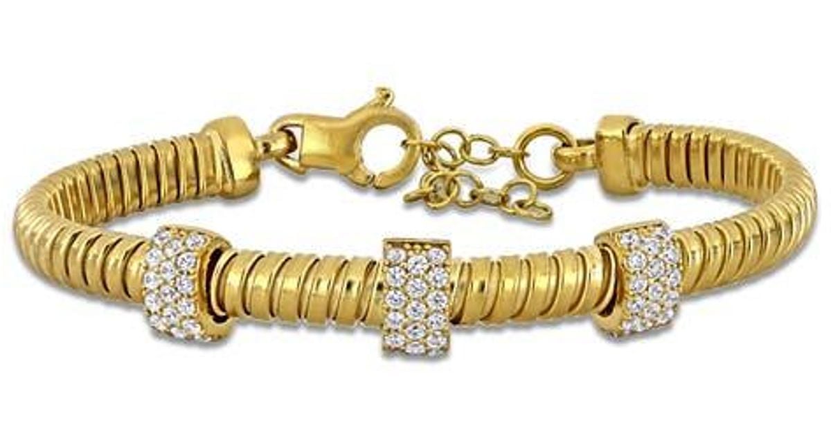 Julianna B Cubic Zirconia Omega Cluster Station Bracelet in Metallic | Lyst