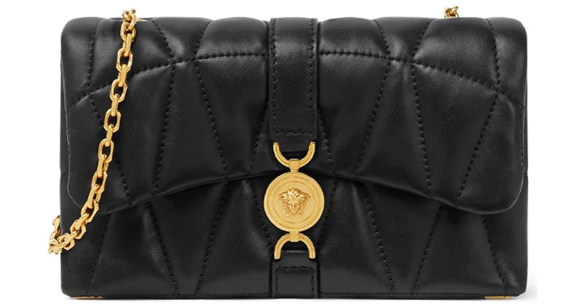 Versace Mini Kleio Quilted Leather Shoulder Bag in Black | Lyst