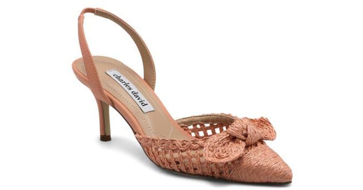 Charles David Allyson Raffia Slingback Pump in Pink | Lyst