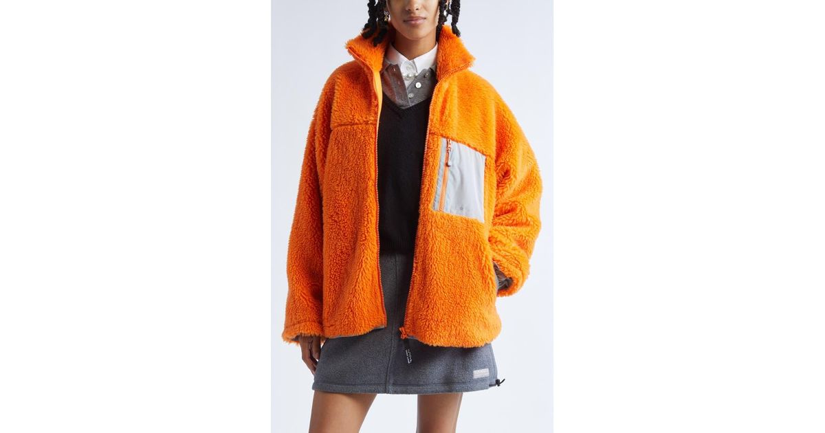 Sandy Liang Rain Fleece Jacket in Orange | Lyst