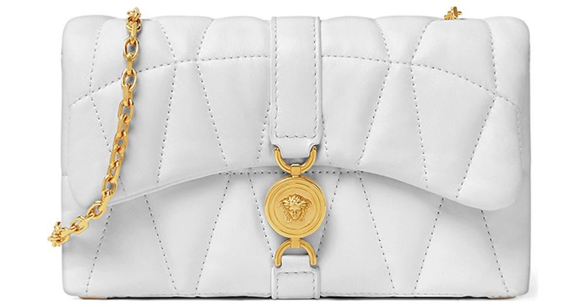 Versace Mini Kleio Quilted Leather Shoulder Bag in White | Lyst