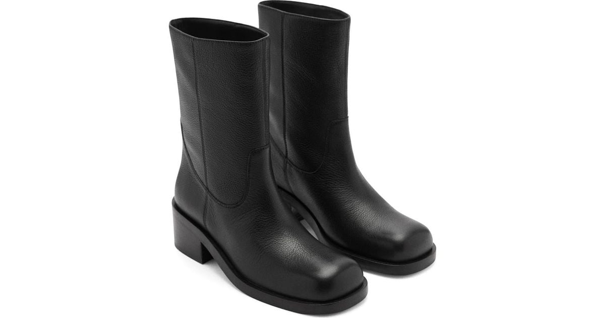 Mango Square Toe Boot in Black | Lyst