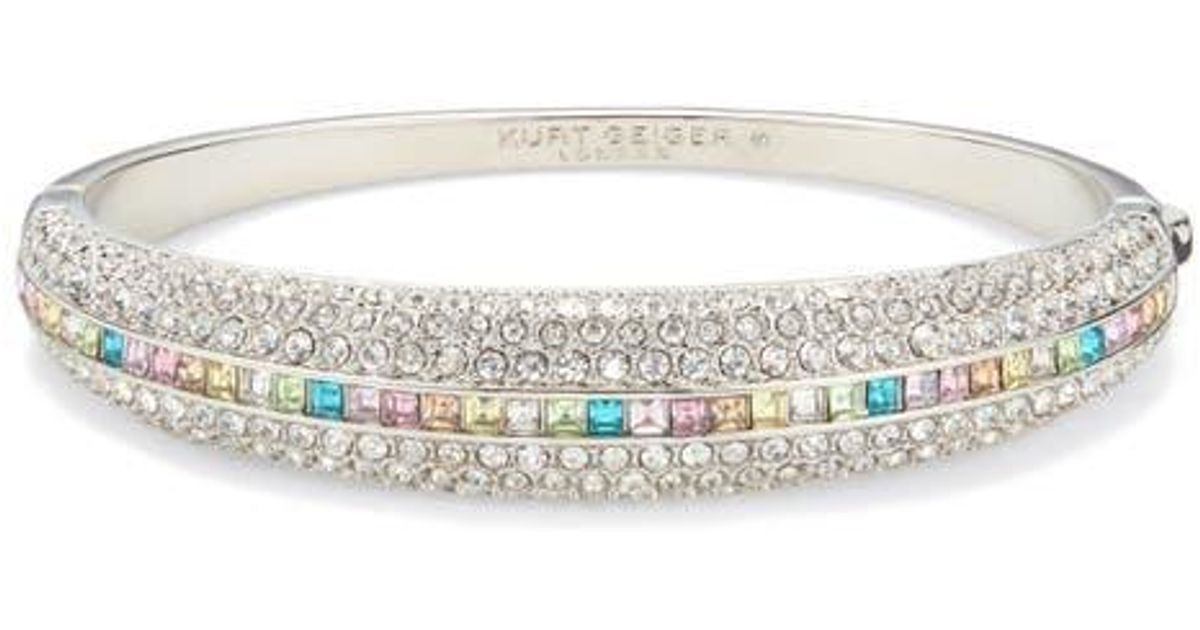 Kurt Geiger Mulitcolor Pavé Dome Bangle in White | Lyst