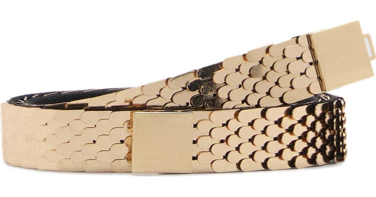 Mango Metal Scale Belt in Natural | Lyst