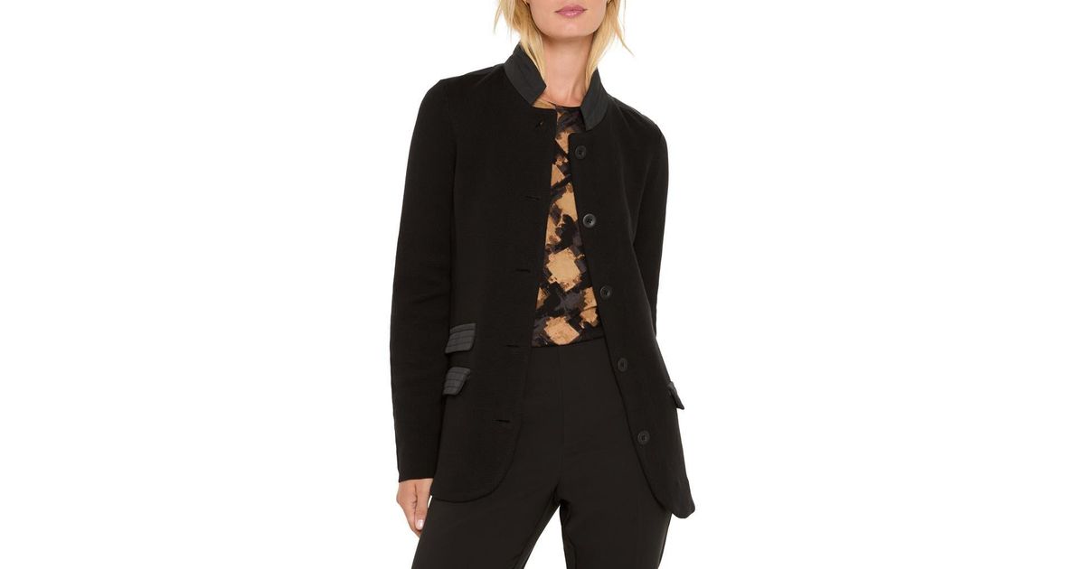 NIC+ZOE Puffer Back Knit Blazer in Black | Lyst