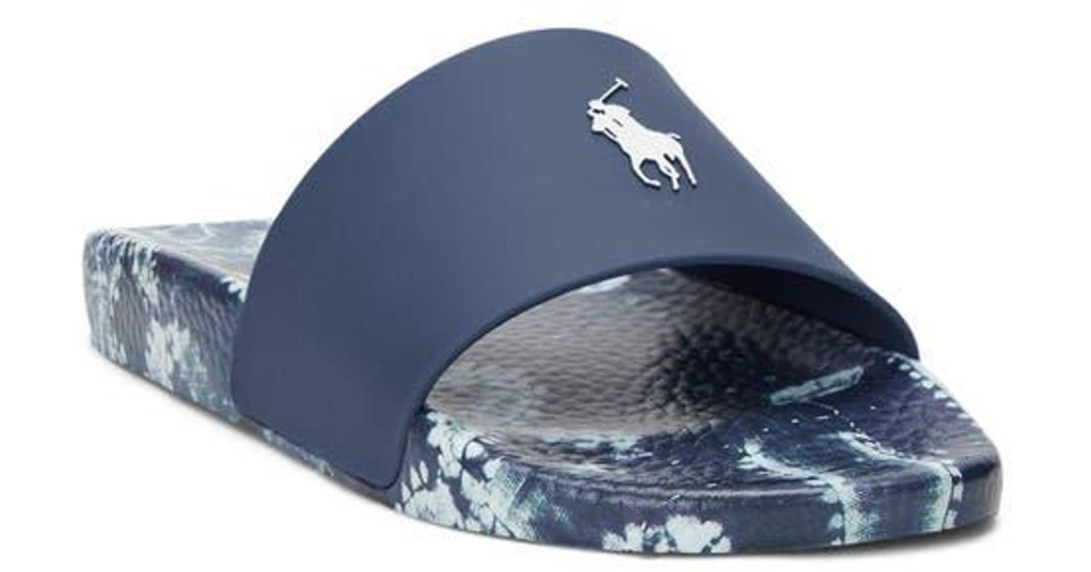 Ralph Lauren Polo Slide Sandal in Blue for Men | Lyst