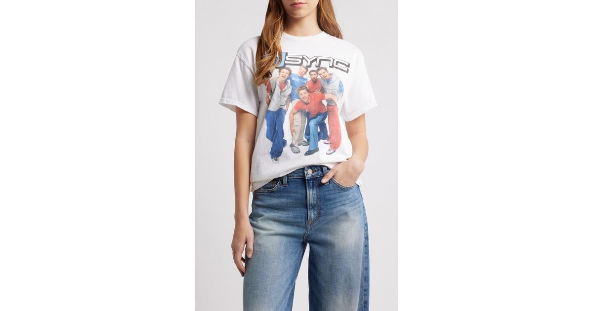 Junk Food Oversize Nsync Boyfriend Graphic T-Shirt in White | Lyst