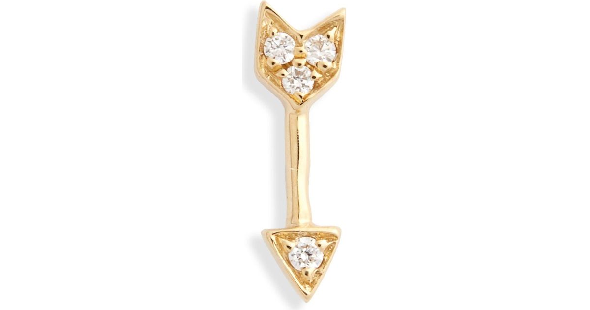 Maria Tash Diamond Arrow Single Threaded Stud Earring in Metallic | Lyst