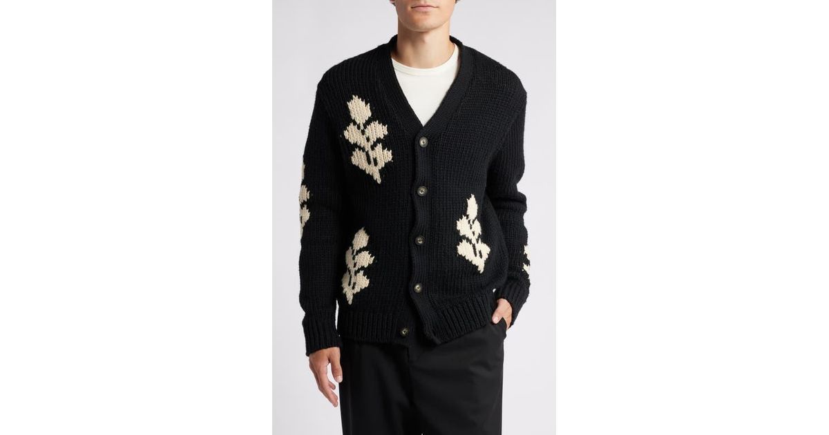 NN07 Mika 6620 Leaf Intarsia Cardigan in Black for Men | Lyst