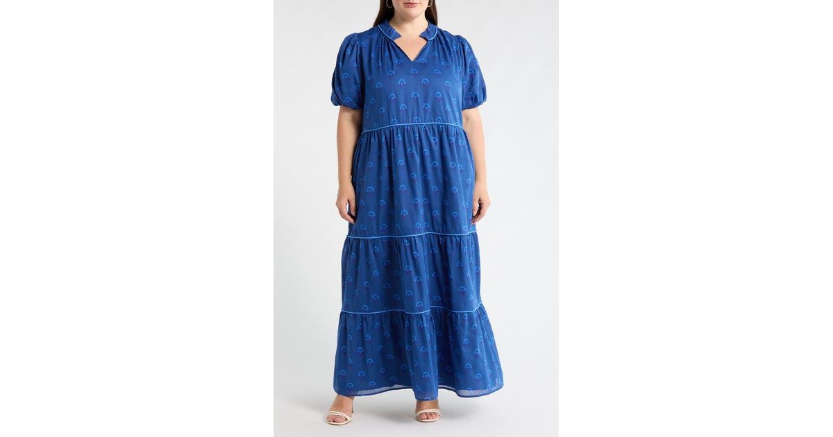 Sugarlips Briza Medallion Renley Tiered Maxi Dress in Blue | Lyst