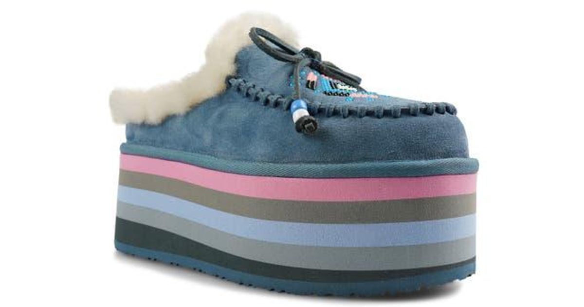 Zigi Birdy Faux Shearling Platform Slipper in Blue | Lyst