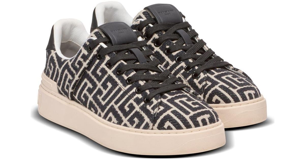 Balmain Monogram Jacquard B-Court Trainers in Metallic | Lyst