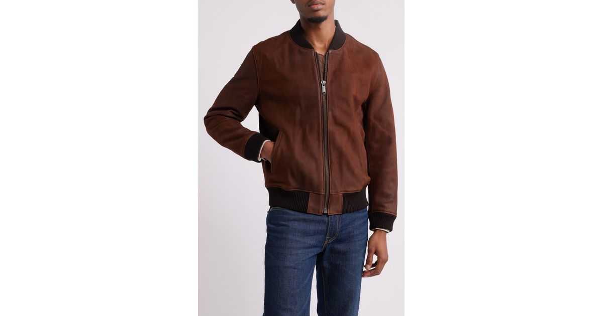 Frye Classic Leather Bomber Jacket in Brown for Men | Lyst