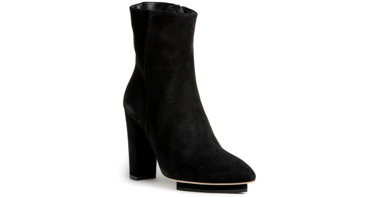 Beautiisoles Teresa Pointed Toe Platform Bootie in Black | Lyst