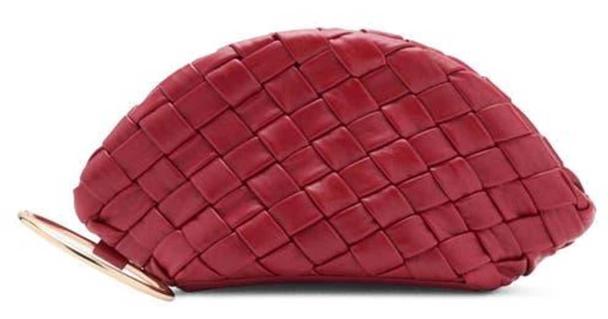 Mango Woven Leather Clutch in Red | Lyst