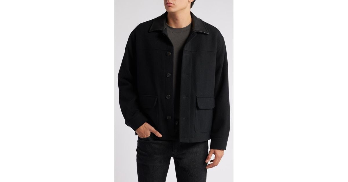 FRAME Wool Blend Workwear Jacket in Black for Men | Lyst